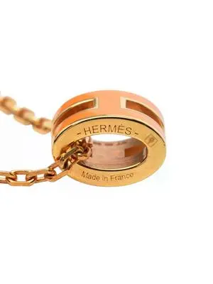 Hermès Gold Plated Enamel Mini Pop H Pendant Necklace - Orange
