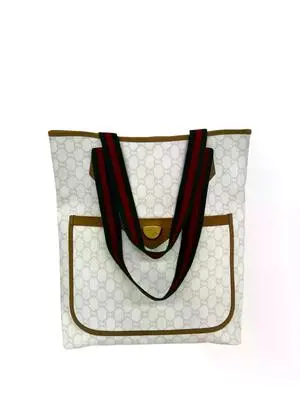 Gucci Gg Supreme Web Tote Bag - White