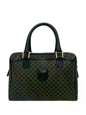 Celine 20th Century Macadam Coated Canvas Boston Bag - Brown