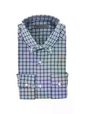 Corneliani Checked Button-down Shirt - Blue