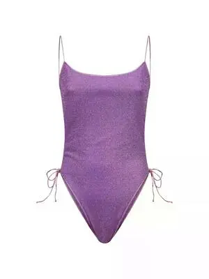 Oseree Lumiere Metallic-effect Side-tie Swimsuit - Purple