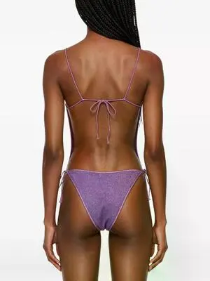Oseree Lumiere Metallic-effect Side-tie Swimsuit