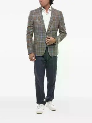 Corneliani Checked Single-breasted Blazer - Brown