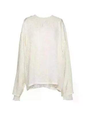 MULLER OF YOSHIOKUBO Spiderweb Lace-trim Long-sleeve Top - White