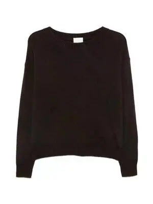 ALLUDE Long-sleeve Ribbed-trim Sweater - Brown