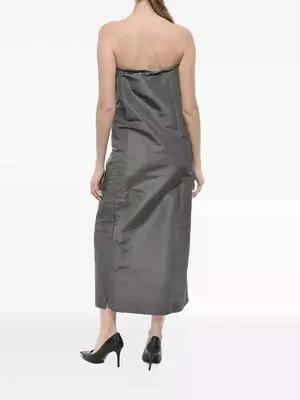 SUPER BLOND Strapless Silk Midi Dress