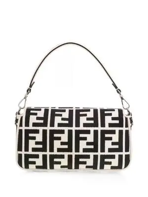 Fendi 2020s Baguette Logo-print Shoulder Bag - White
