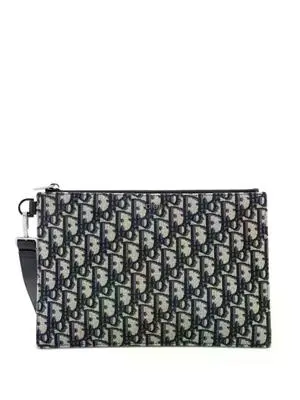 Dior Pouch Oblique Canvas Clutch Bag - Blue