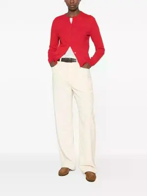 Eric Bompard Crew Neck Button-up Cardigan - Red