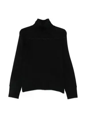 ALLUDE Ribbed-trim Mock-neck Sweater