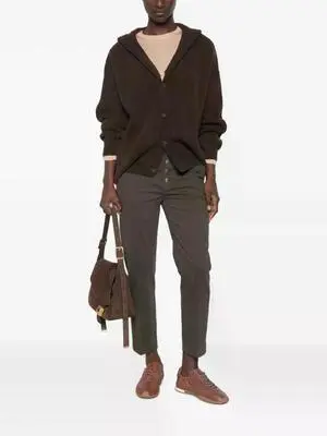 DONDUP Ribbed Knit Hooded Cardigan - Brown