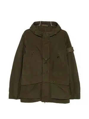 Stone Island Hooded Logo-patch Jacket - Green