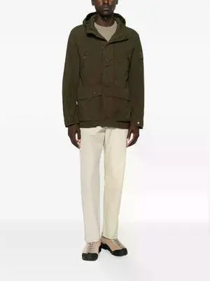 Stone Island Hooded Logo-patch Jacket - Green