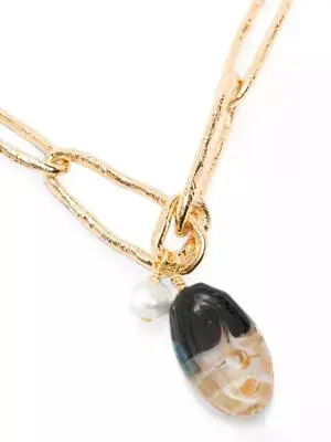 FORTE_FORTE Glass Pendant And Pearl Detail Necklace