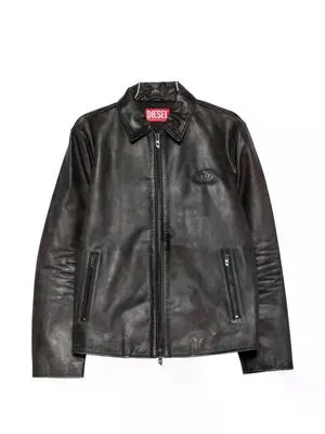 DIESEL® Oval D Leather Jacket - Black