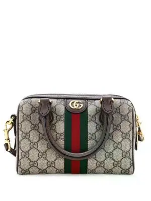 Gucci Ophidia Convertible Boston Bag Gg Coated Canvas Mini Satchel - Brown