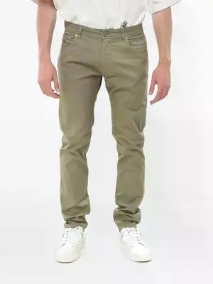 Corneliani Five-pocket Embroidered Trousers - Green
