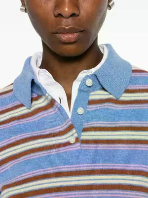 Guest In Residence Collegiate Striped Polo-collar Sweater