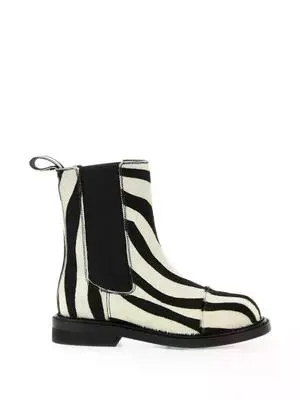 Moschino Zebra-print Chelsea Ankle Boots - White