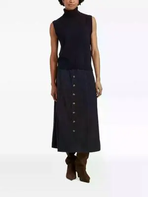 Chinti & Parker Midi Button-front A-line Skirt - Blue