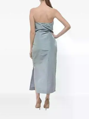 SUPER BLOND Strapless Side-slit Midi Dress