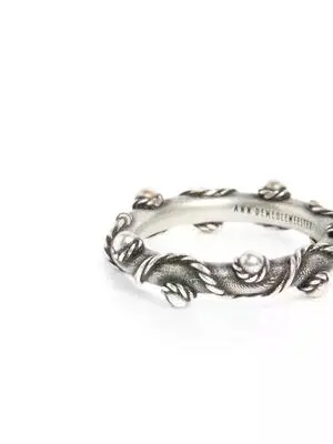 ANN DEMEULEMEESTER Rope-detail Studded Ring - Silver
