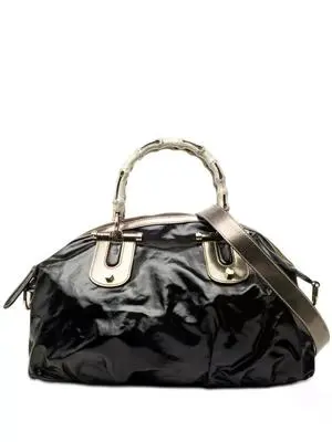 Gucci 2000-2015 Coated Canvas Bamboo Dialux Pop Satchel - Black