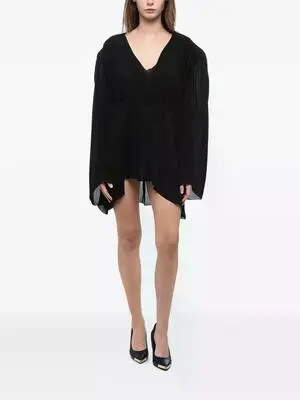 Wardrobe.NYC Gathered V-neck Asymmetrical Mini Dress