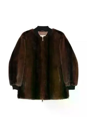ERMANNO FIRENZE Faux Fur Zip-up Jacket - Brown