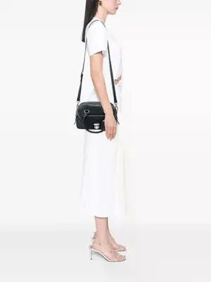 Prada 2010-2026 Vitello Daino Front Pocket Boston Bag Satchel - Black