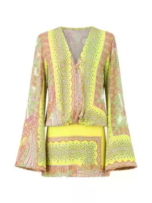 Alexis Marais Mini Paisley-print Dress - Yellow