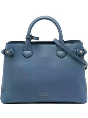 Burberry 2000-2017 Medium Leather And House Check Banner Satchel - Blue