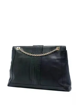 Fendi 2010-2026 Leather Maxi Baguette Flap Bag Shoulder Bag - Black