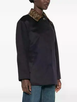 Max Mara Leopard-print Collar Jacket - Blue