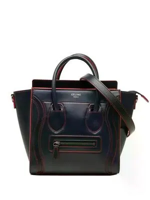 Celine 2016 Nano Bicolor Smooth Calfskin Luggage Tote Satchel - Blue