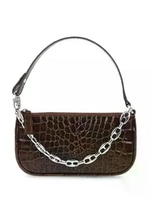 By Far Mini Rachel Crocodile-effect Shoulder Bag - Brown