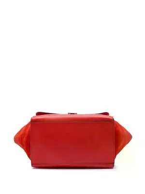 Celine Medium Drummed Calfskin And Suede Trapeze Satchel - Red