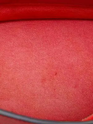Celine Medium Drummed Calfskin And Suede Trapeze Satchel - Red