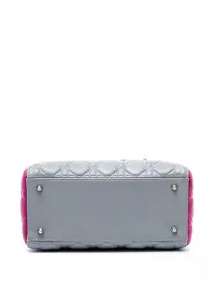 Dior 2014 Medium Bicolor Lambskin Cannage Lady Satchel - Pink