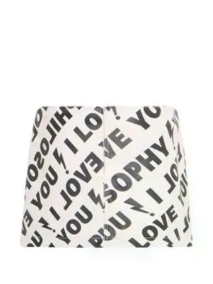 Philosophy Di Lorenzo Serafini Graphic-print Mini Skirt - Neutrals