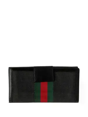 Gucci 2000-2015 Canvas And Leather Web Continental Wallet Long Wallets