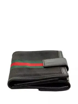 Gucci 2000-2015 Canvas And Leather Web Continental Wallet Long Wallets