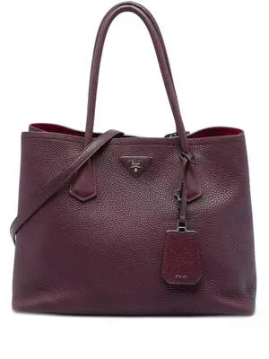 Prada 2000-2026 Vitello Daino Double Handle Tote Satchel - Red