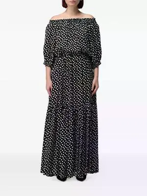 CRIDA MILANO Formentera Polka-dot Maxi Dress - Black