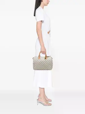 LOUIS VUITTON Damier Azur Speedy 30 Boston Bag - White