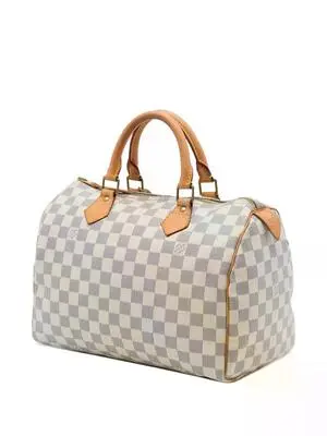 LOUIS VUITTON Damier Azur Speedy 30 Boston Bag - White