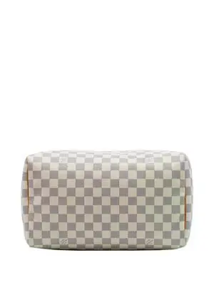 LOUIS VUITTON Damier Azur Speedy 30 Boston Bag - White