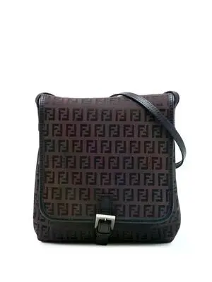 Fendi 2000-2010 Zucchino Canvas Crossbody Bag - Brown