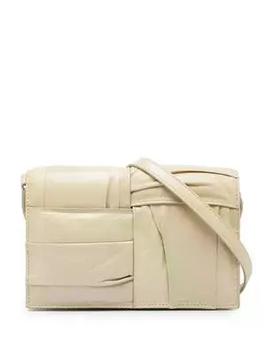 Bottega Veneta Mini Calfskin Intrecciato Pleated Cassette Crossbody Bag - Neutrals