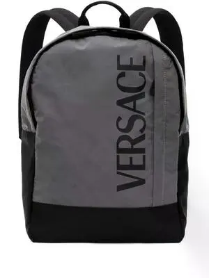 Versace 2010-2026 Nylon Logo Print Backpack - Grey
